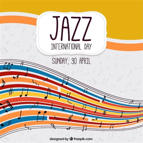 Free Vector International Jazz Day Background With Colorful Waves And