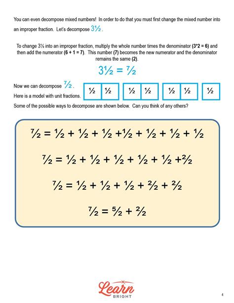 Decomposing Fractions Free Pdf Download Learn Bright