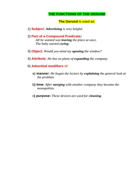 Understanding Gerund Functions In English Pdf