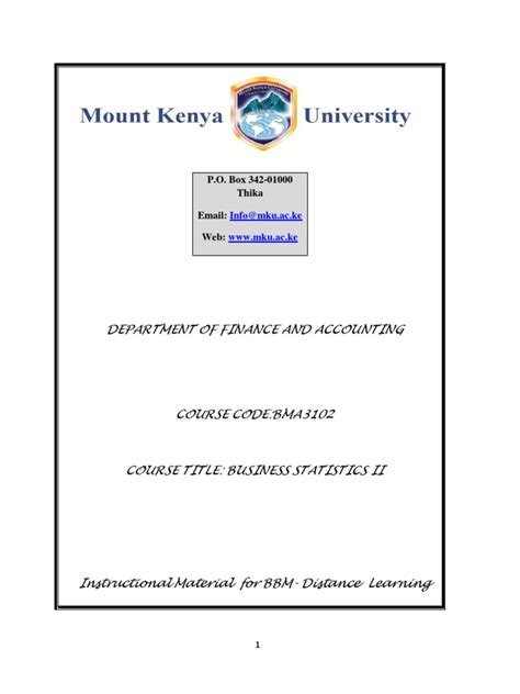 Business Statistics Ii Pdf Statistical Hypothesis Testing Confidence Interval