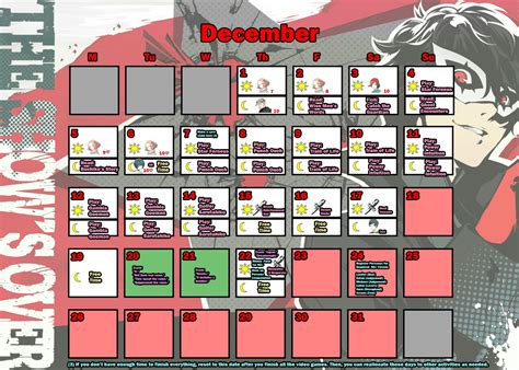 Persona 5 Trophy Guide Original And Royal Detailed Calendar For Trophy