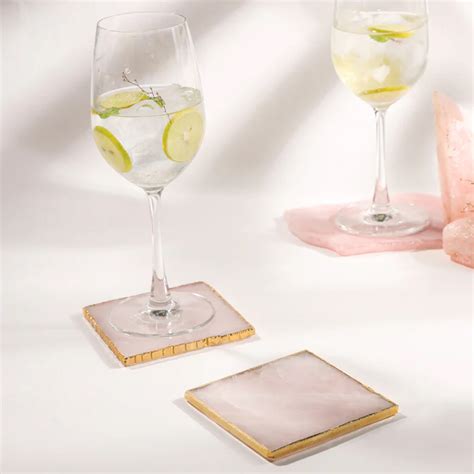 Rose Quartz Square Coasters Set Of 2 Rajasthani Haat