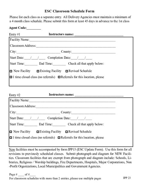 Fillable Online 11 Free Sample Class Schedule Templates Printable Samples11 Free Sample Class
