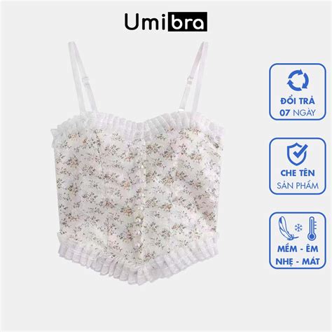 Áo Bra 2 Dây Hoa Nhí Dáng Croptop Viền Ren đính Khuy Sang Chảnh Phong Cách Hàn Quốc Ab16