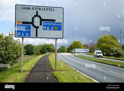 Motorway Approach Road And Junction With Road Sign Dual Carriageway