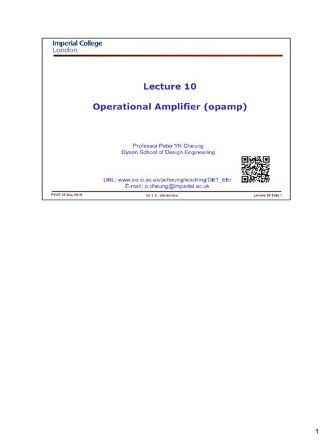 Lecture 10 Operational Amplifier X1 Pdf
