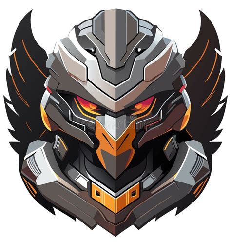 Eagle Robot Monster Cartoon On White Background Stock Illustration