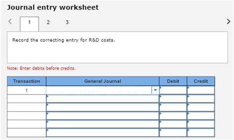 Solved Journal Entry Worksheet Record The Correcting Entry