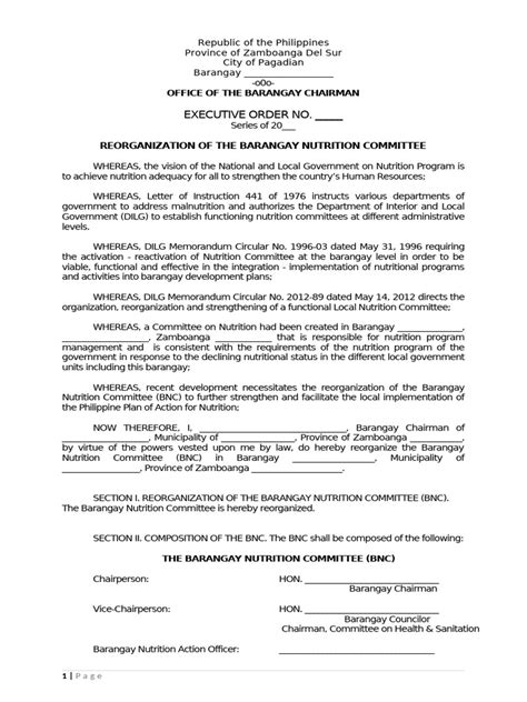 Executive Order Bnc Reorganization Pdf