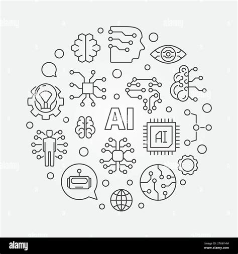 Ai Concept Round Illustration Artificial Intelligence Vector Outline