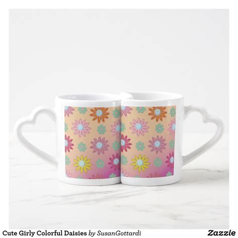 Cute Girly Colorful Daisies Coffee Mug Set Pretty Mugs Mugs Mugs Set