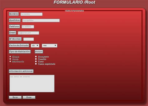 root cómo crear un formulario sencillo y dinámico