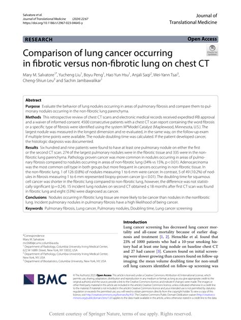 Pdf Comparison Of Lung Cancer Occurring In Fibrotic Versus Non