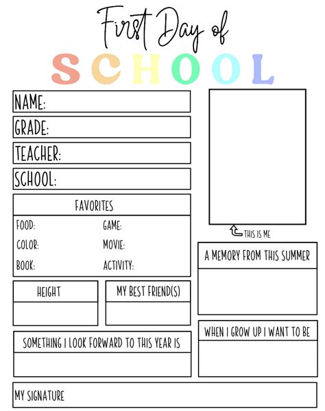 First Day Of Preschool Questionnaire At Joel Bowman Blog
