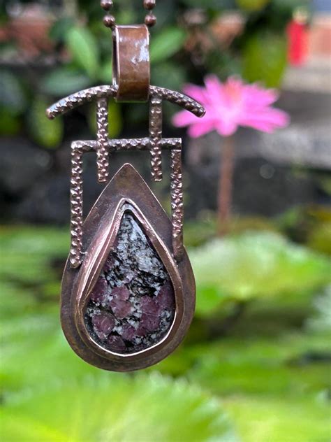 Ruby In Schist Necklace Copper Jewelry Wire Wrapped Stone Upcycled