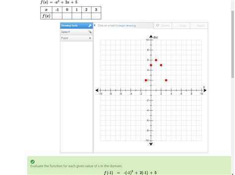Use the drawing tools to form the correct answers on the graph. Complete the function table for ...