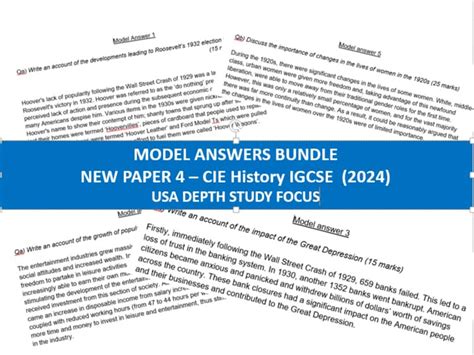 Cambridge Igcse History New 2024 Paper 4 Model Answers Bundle Cie 0470