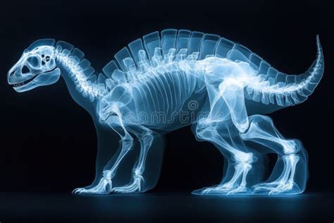 Unique X Ray Depiction Of A Dinosaur Skeleton Showcasing Its Anatomical Structure And Skeletal