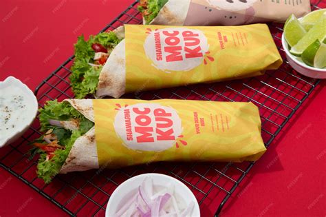 Premium Psd Shawarma Packaging Mockup Design