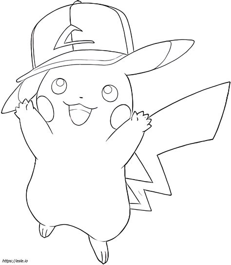 Pikachu Original Cap Pokémon Mewarnai Gambar