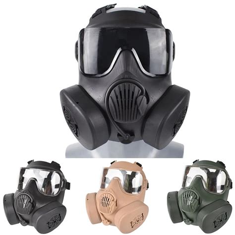 Tactical Gas Mask Double Fan Full Face Protection Breathing Mask