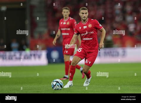Patryk Stepinski Of Widzew Lodz Seen In Action During Polish Pko