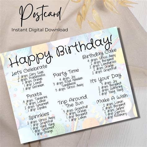 Happy Birthday Diffuser Blend Essential Oil Postcard Young Living Etsy