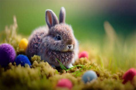 Smallest And Cutest Eastern Bunny In The World On A Forest Grass Patch