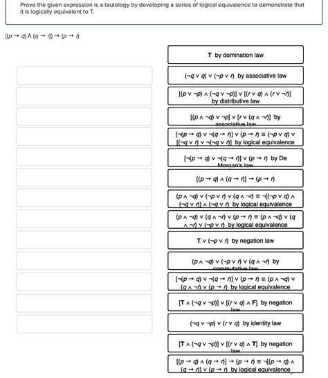Solved Prove The Given Expression Is A Tautology By