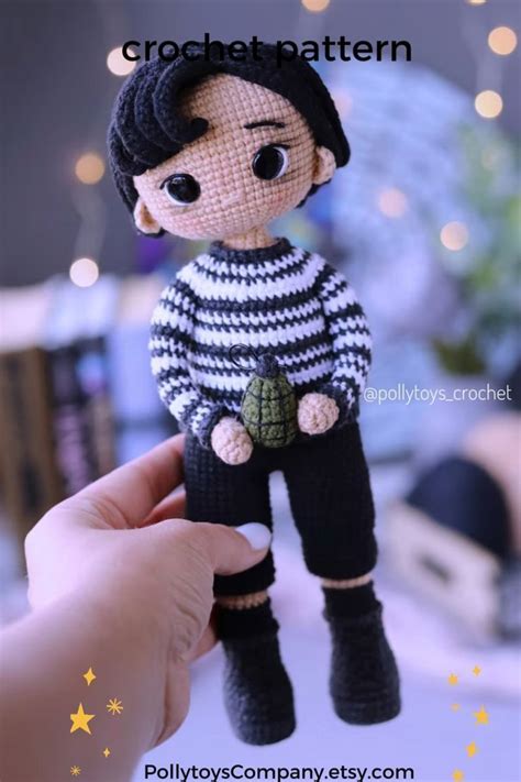 Doll With Crochet Pattern Cute Man Doll Amigurumi Crocheted Doll