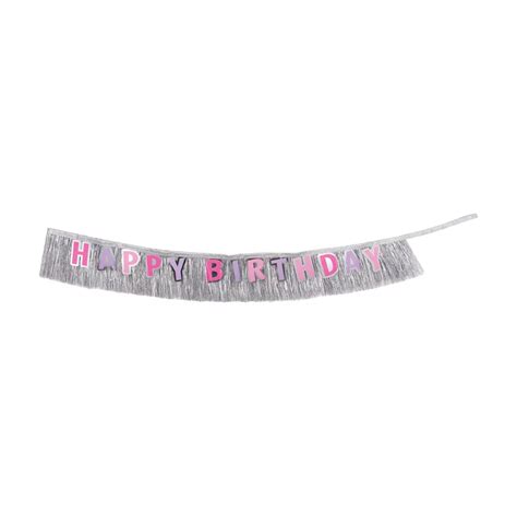 Buy Prismatic Fringe Happy Birthday Sash Silver With Multicolor