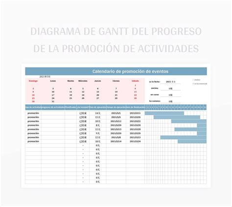 Plantilla De Excel Diagrama De Gantt Del Progreso De La Promoción De
