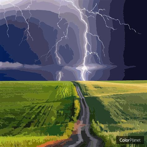 Coloring Lightning Storm Storm Pictures Landscape Illustration