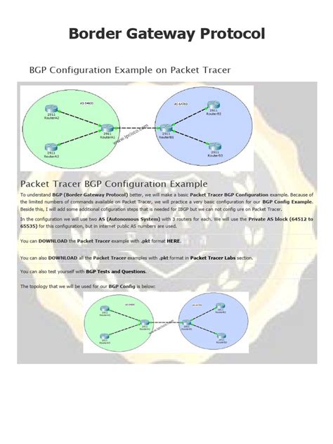 Bgp Configuration Guide For Packet Tracer Pdf Networking Standards