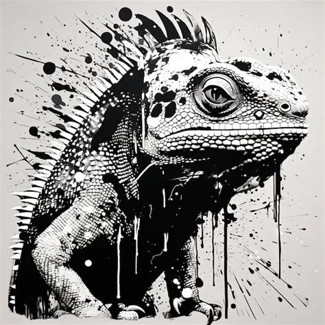Premium Photo A Black And White Drawing Of A Lizard