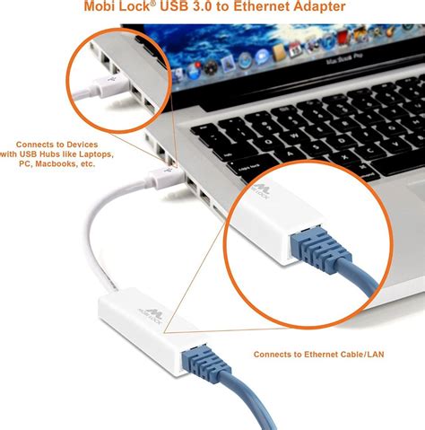 Mobi Lock USB Ethernet LAN Network Gigabit Adapter Compatible For Fastest High Speed