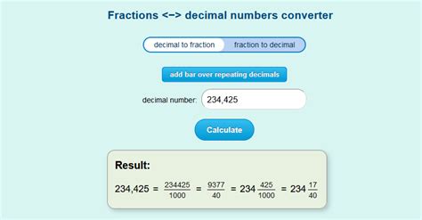 Decimal Fraction Mixed Number Converter