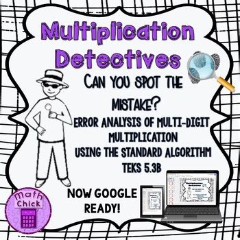 Multiplication Error Analysis Standard Algorithm TEKS B By Math Chick