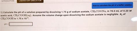 solved introduction laboratory simulation how to calculate the ph of