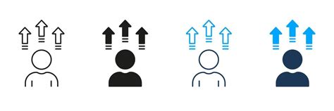 Progress In Business Career Success Pictogram Team Growth Up Line And