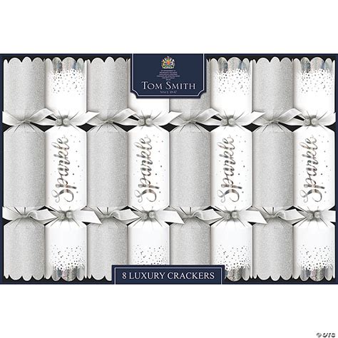 8 Tom Smith Silver And White Sparkle Luxury Christmas Party Crackers 8