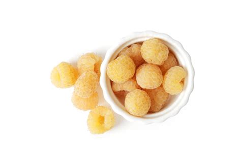 Premium Photo Ripe Yellow Raspberry Isolated On White Background