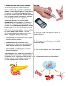 A Promising Stem Cell Therapy For Type 1 Diabetes