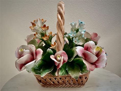 Vintage Stunning Capodimonte Flower Basket Etsy Canada Porcelain