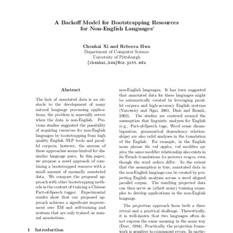 A Backoff Model For Bootstrapping Resources For Non English Languages