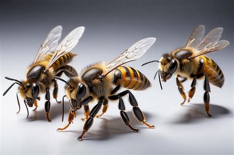 Set Of Bees Isolated On White Premium Ai Generated Image