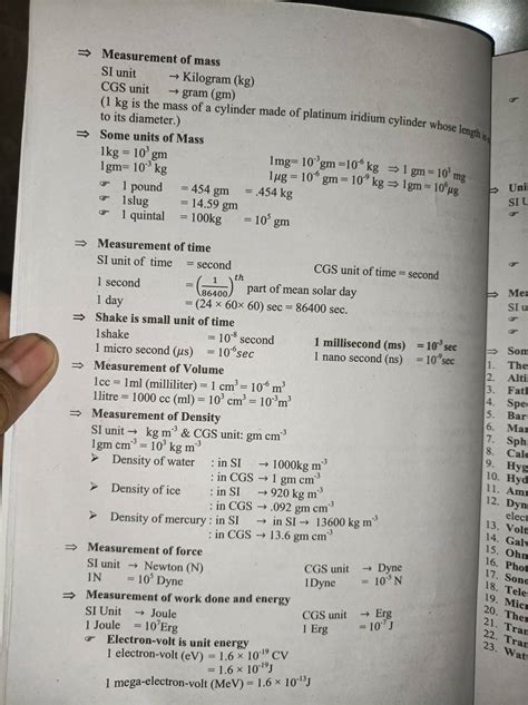 ⇒ Measurement Of Masssi Unit → Kilogram Kg Cgs Unit → Gram Gm 1 Kg