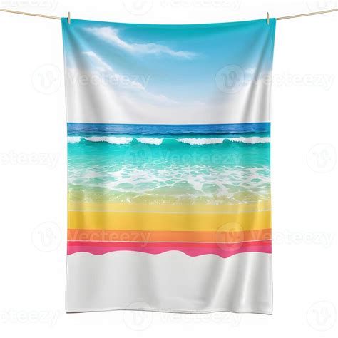 Beach Colored Towel With Ocean Pattern On White Background 42717391