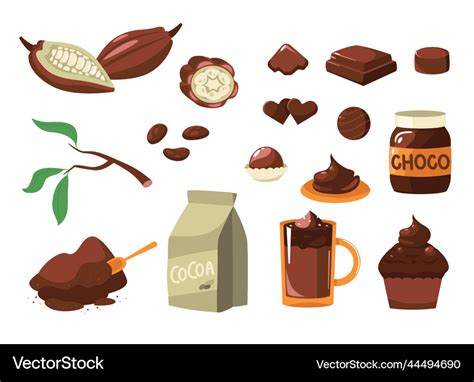 Cartoon Cocoa Brown Beans For Cacao Milk Dark Vector Image