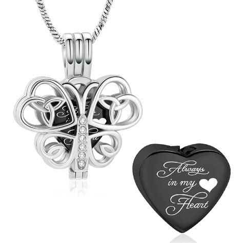 Butterfly Necklace Urn Cremation Jewelry For Ashes With Heart Urn